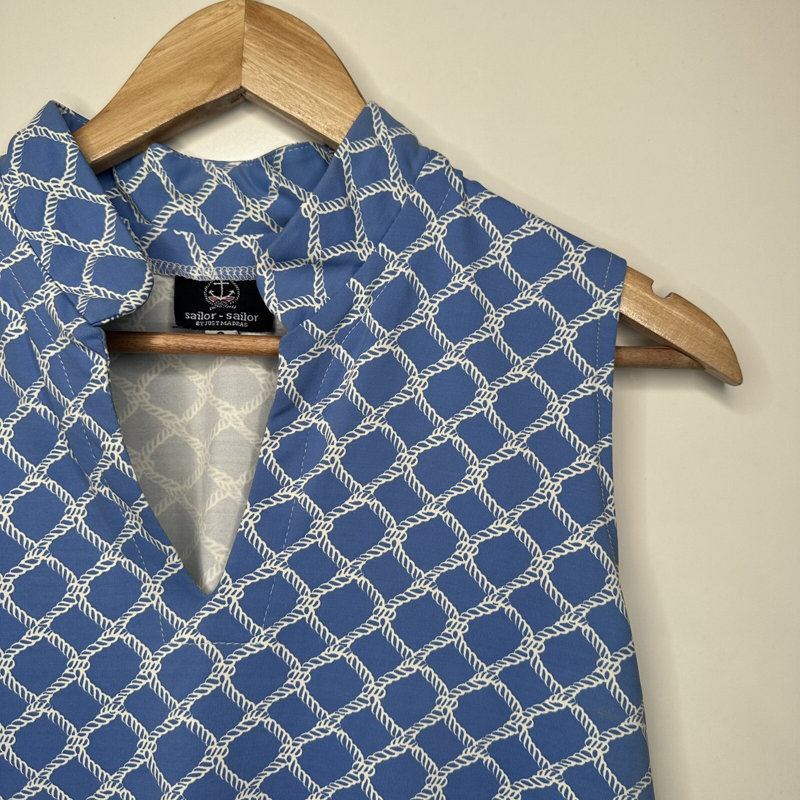 Sailor-Sailor Blue Nautical Rope Print Seaport Shift … - Gem