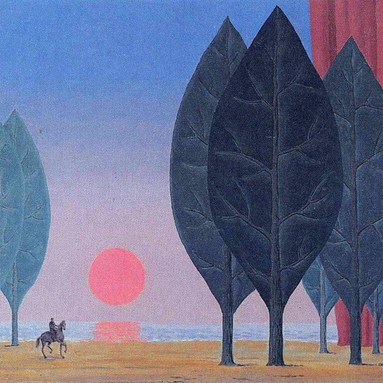 Forest of Paimpont René Magritte Art Print Surreal Trees Sunset Rider ...