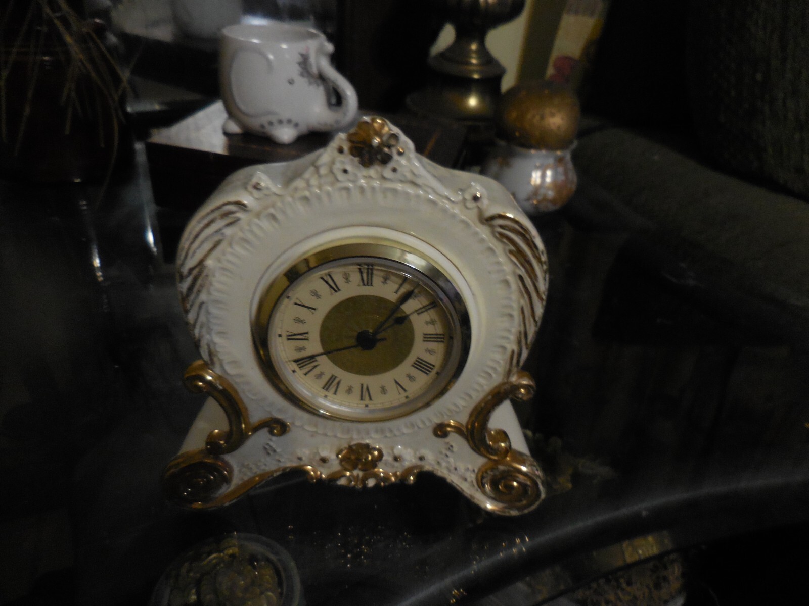 Antique Porcelain Mantle Clock with WORKING Mechanism; Hand Painted ...