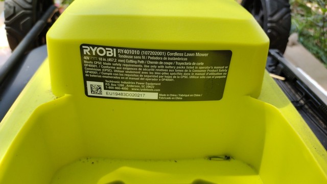 Ryobi 40V. Electric Mower RY401010 Height Adjust Knob 526906001 for ...