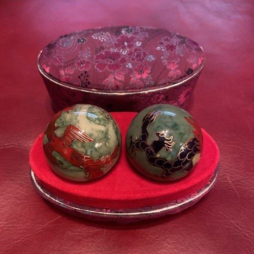 Baoding Balls Chinese Stress Ball Body Building Cloisonne with red ...
