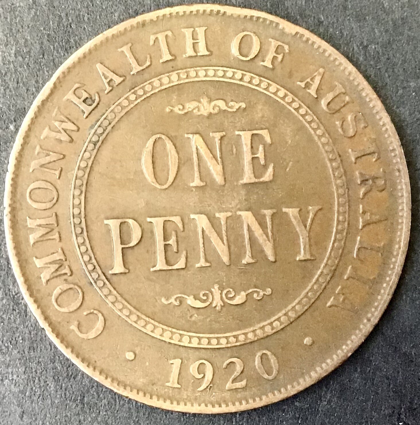 1920 Penny 1d Australian Predecimal Coin. KGV Penny. x 1 Coin Ungraded ...