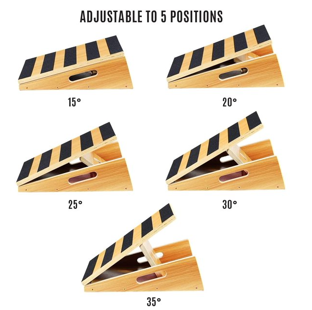 Premium Adjustable Wooden Slant Board -Incline Board (10, 20, 30 35 ...