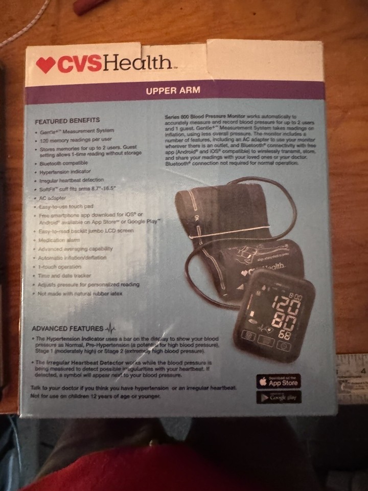 CVS Health Series 800 Upper Arm Blood Pressure Monitor. Bluetooth ...
