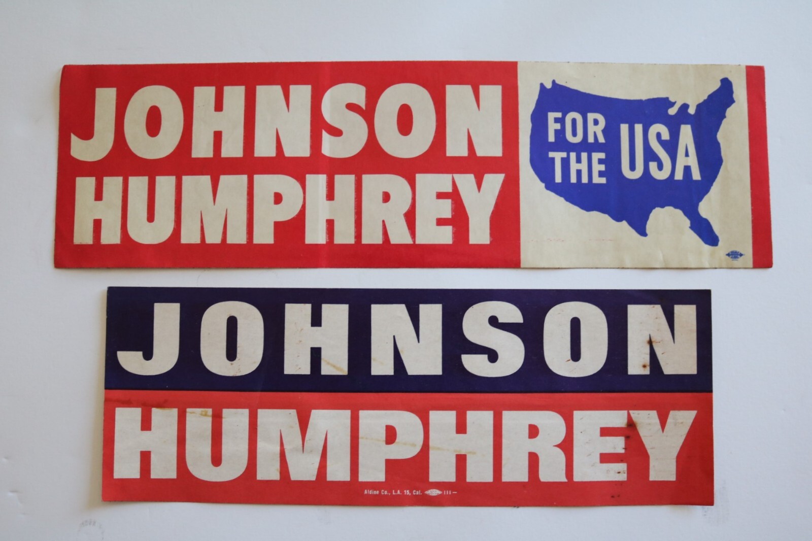 (2) 1964 JOHNSON/HUMPHREY BUMPER STICKERS UNUSED | eBay