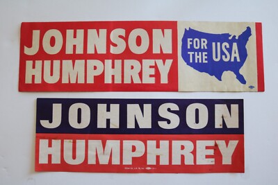 (2) 1964 JOHNSON/HUMPHREY BUMPER STICKERS UNUSED | eBay