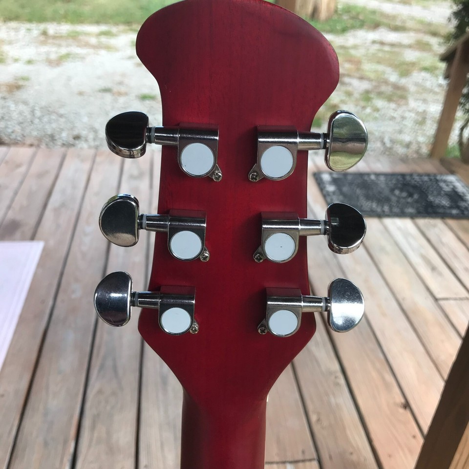 Red Acoustic Electric Guitar, Full Size with Cutaway, Round ABS Back ...