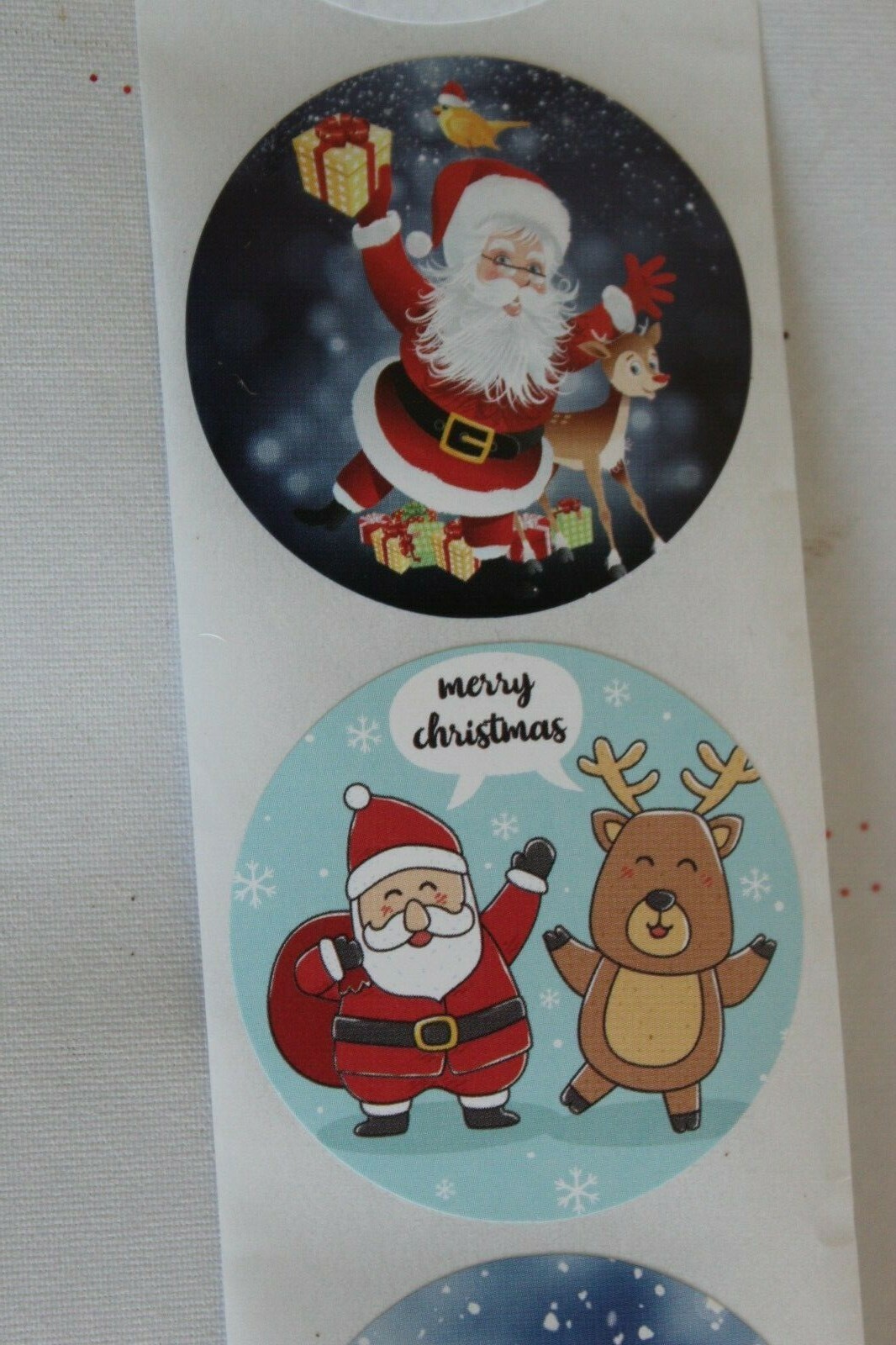 Merry Christmas Sticker Roll 500pcs 1.5" Santa Reindeer Snowman ...