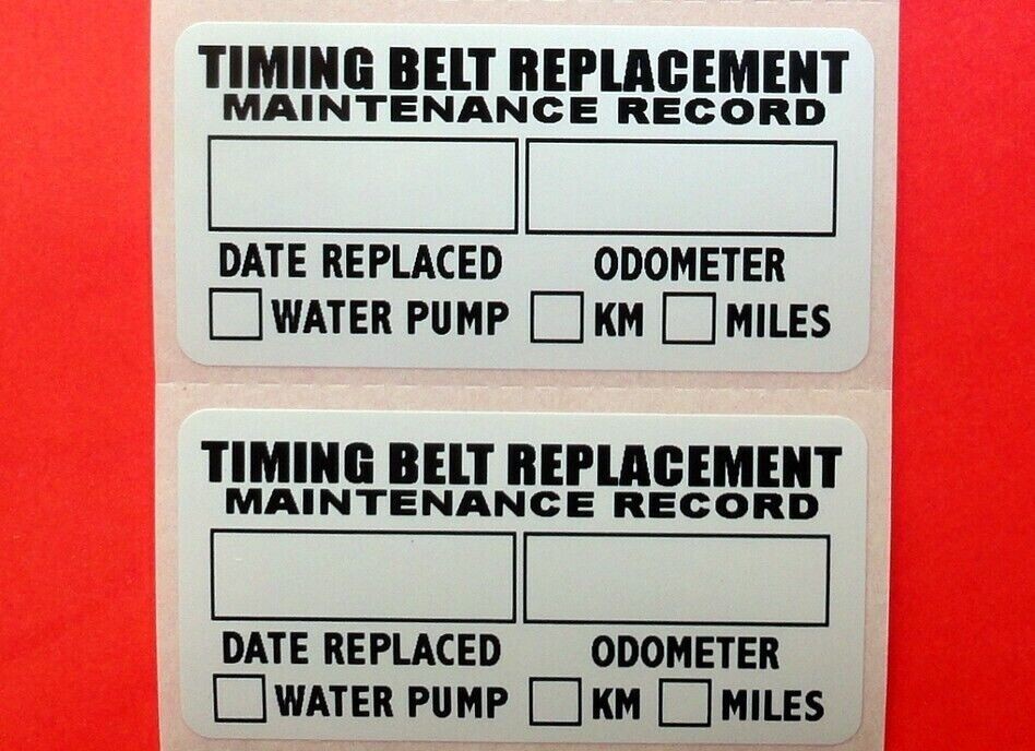 (Qty 5) TIMING BELT WATER PUMP REPLACEMENT STICKERS POLYESTER LABELS 2 ...