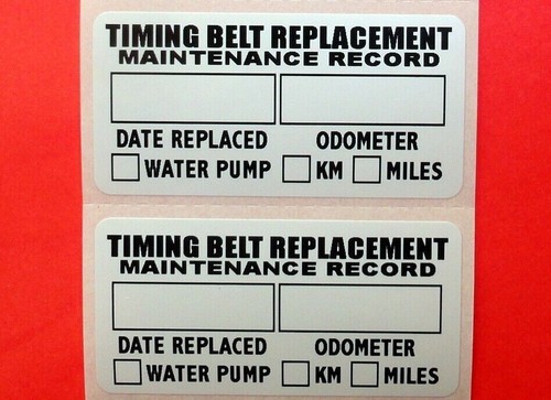 (Qty 5) TIMING BELT WATER PUMP REPLACEMENT STICKERS POLYESTER LABELS 2 ...