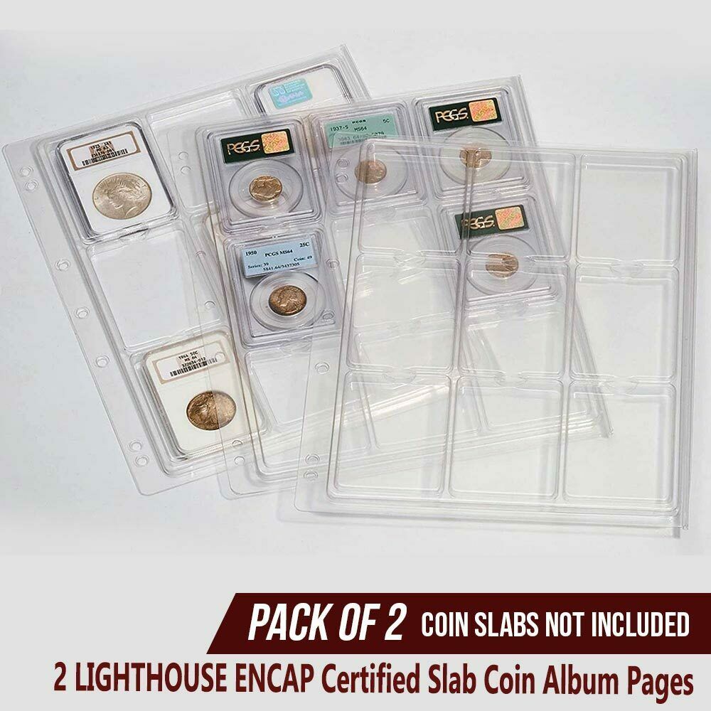 Certified Coin Pages Lighthouse Encap Graded Slab Album 2 Sheets NGC ...