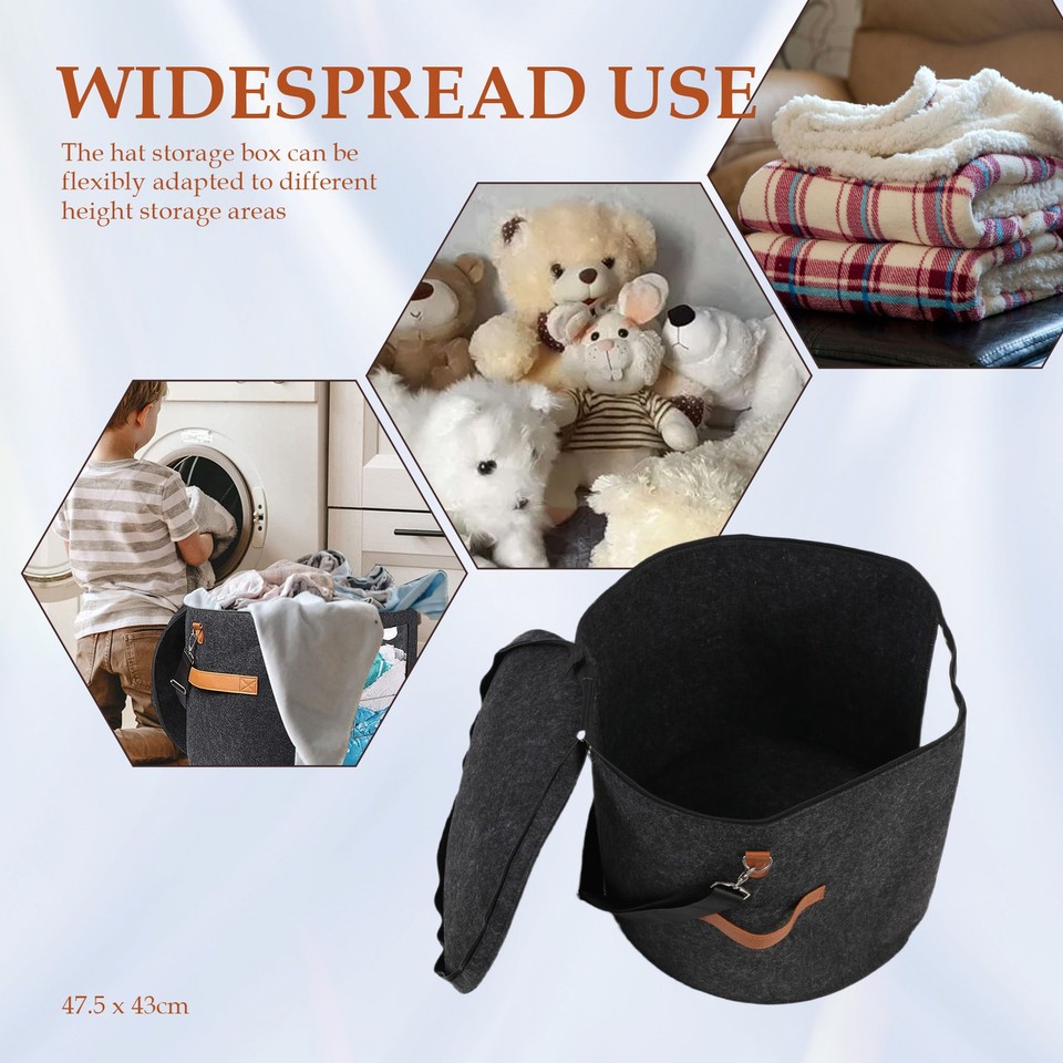 3X(Round Hat Storage Box - Foldable Hat Box with Lid for Stuffed ...