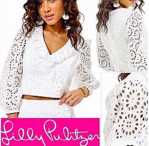Lilly Pulitzer Roca Set Dress 8 Resort White Beach Paradise Eyelet 2 ...