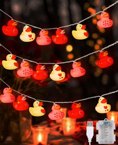 Heart Rubber Ducks String Lights, 20 LED Love Rubber Duck Can ...