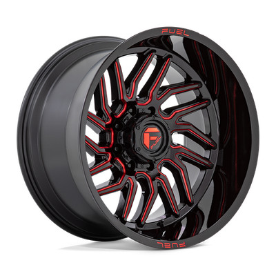 20x10 Fuel D808 Hurricane Gloss Black Milled Red Wheels 8x180 (-18mm ...