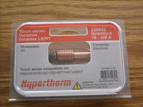 Hypertherm Genuine Duramax 105 Electrodes 220842 - 5 Pack 662310312695 ...