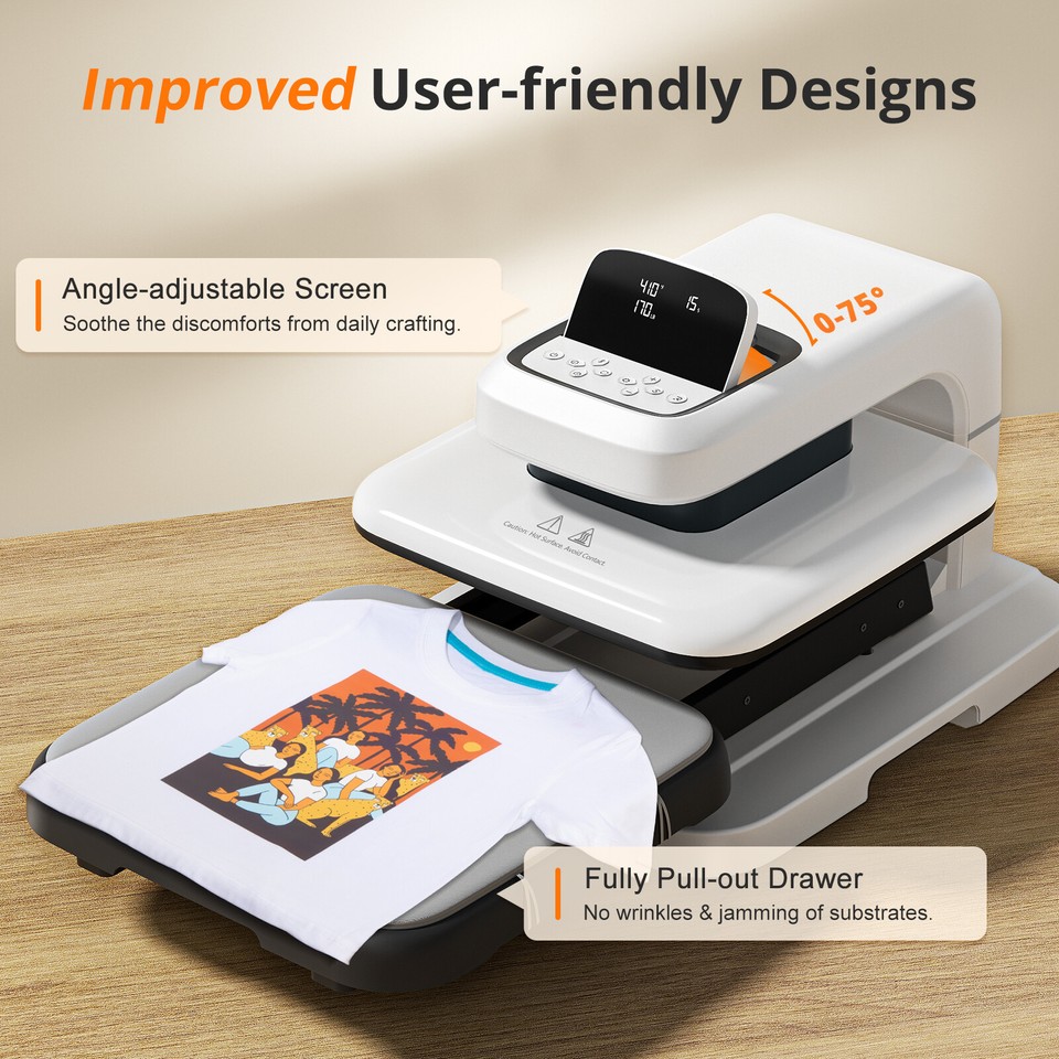 HTVRONT Automatic Heat Press 2 BUndle Kit 15x15in Sublimation Transfer ...
