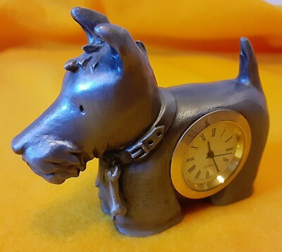 Scottie Vintage Metal Dog Figurine Clock Very Heavy | eBay