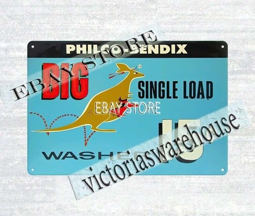 PHILCO BENDIX LAUNDROMAT WASHER Washing Machine Kangaroo metal tin sign ...
