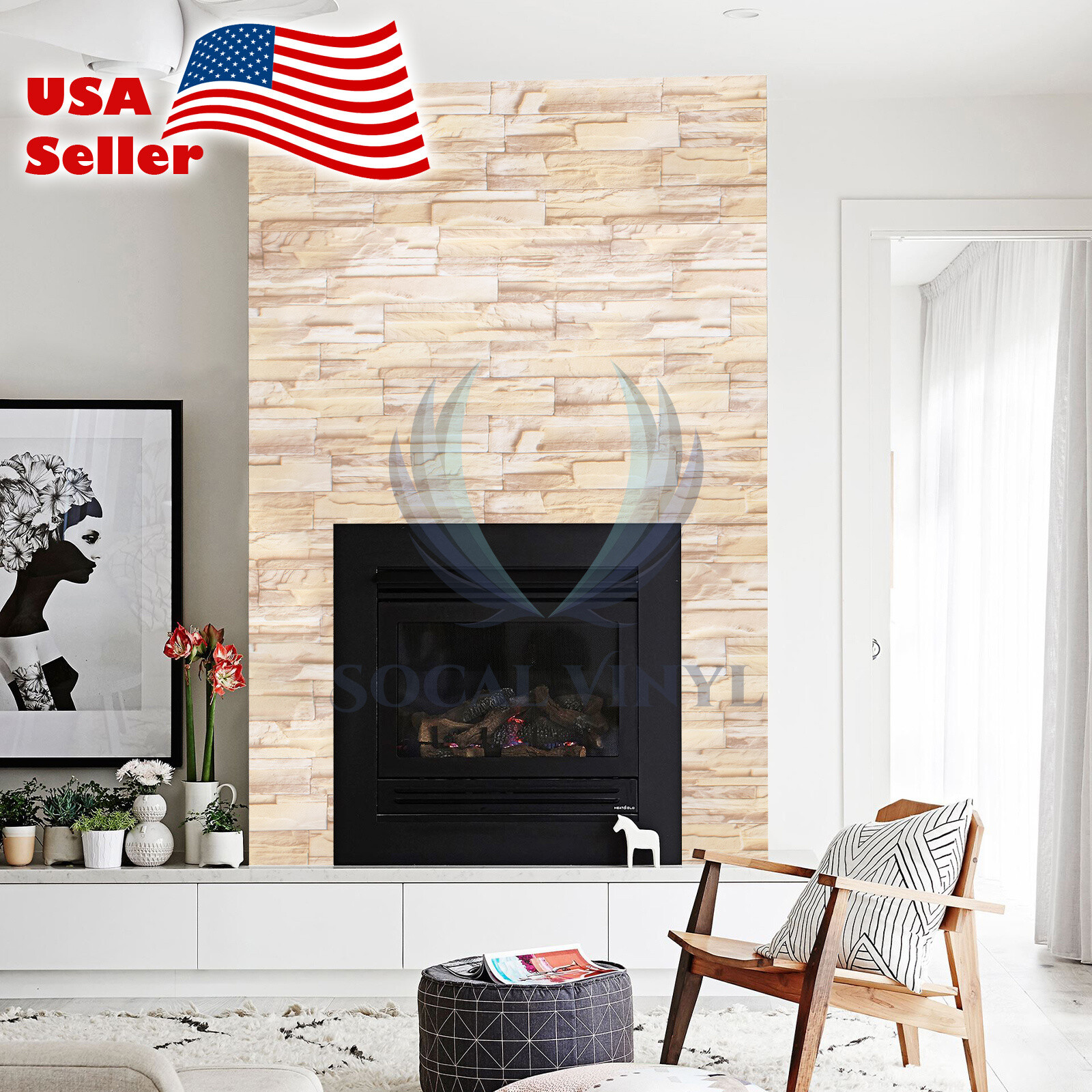 3D Faux Brick Stone Wallpaper Bedroom Kitchen Stone Contact Paper Vinyl ...