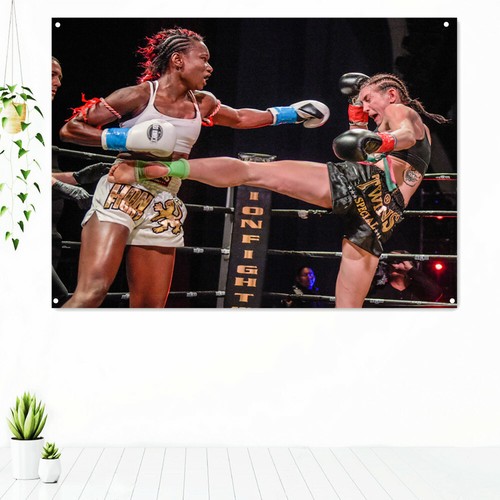 Female Boxer Fight Gym Decor Banner Flag Boxing Sports Art Poster Wall ...