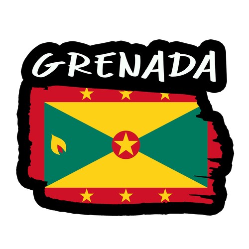 2 x Grenada Country FLAG TEXT Sticker Stickers window car ute 4x4 ...