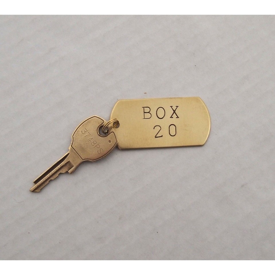 Customized Hand-Stamped Box # Mailbox Number Metal Keychain Tags Brass ...