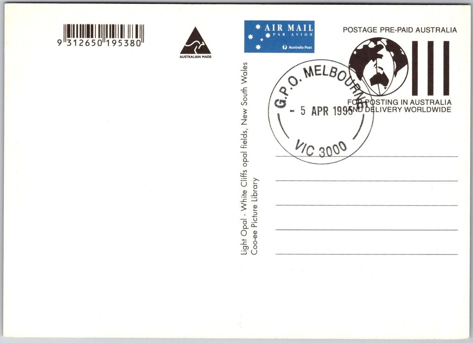 Postcard: Light Opal - White Cliffs Opal Fields, New South Wales ...