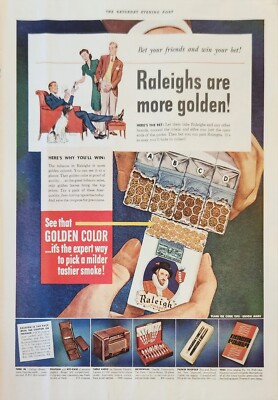 1941 Raleigh Cigarettes Vintage Ad are more golden heres why youll win ...
