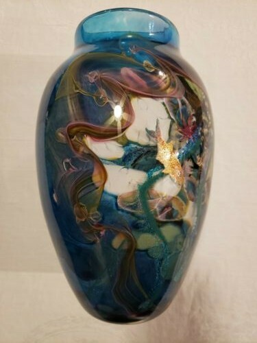 Signed David Small Art Glass Vase Marine Reliquary Series | eBay