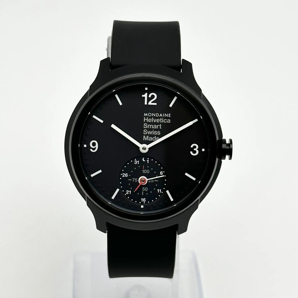 Mondaine Helvetica 1 Bold 44mm PVD Black Dial Mens Smart Watch MH1 ...
