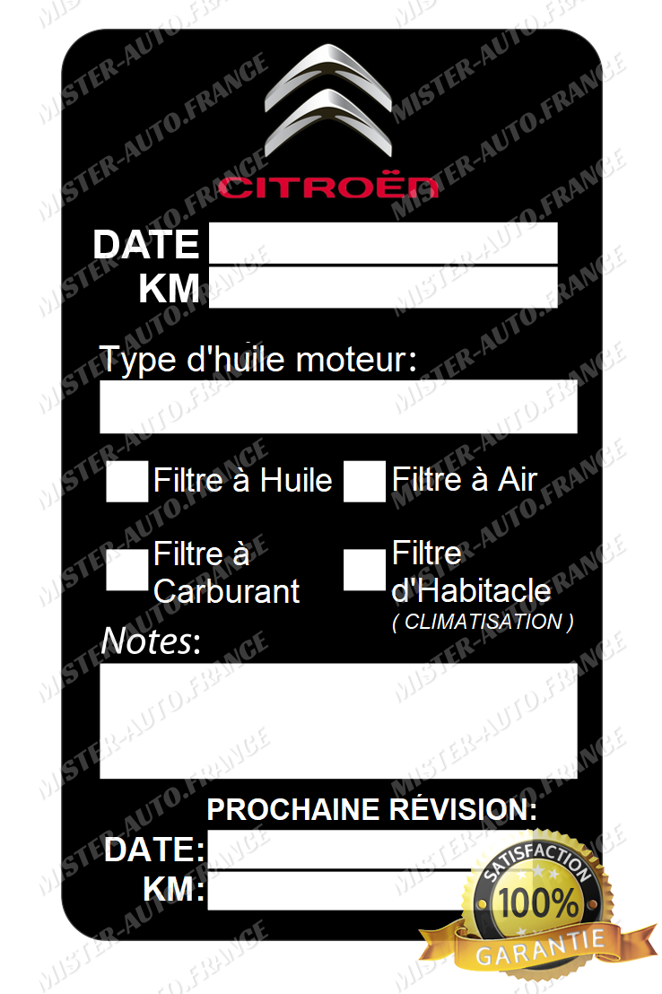 Étiquette Autocollant Entretien Vidange Huile Voiture Peugeot Citroën ...
