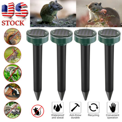 4/8/12/16Pcs Solar Mole Repeller Ultrasonic Sonic Gopher Ground Stake ...