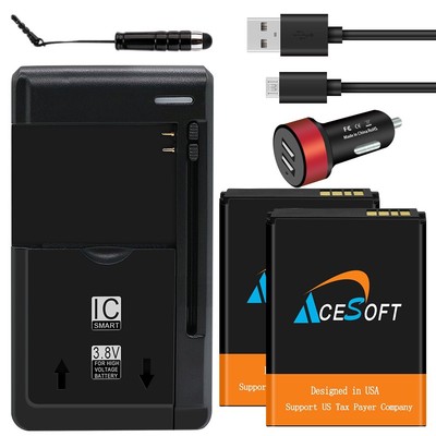 Large Power 2×1400mAh Battery Car Charger Cable stylus f Alcatel MyFlip ...