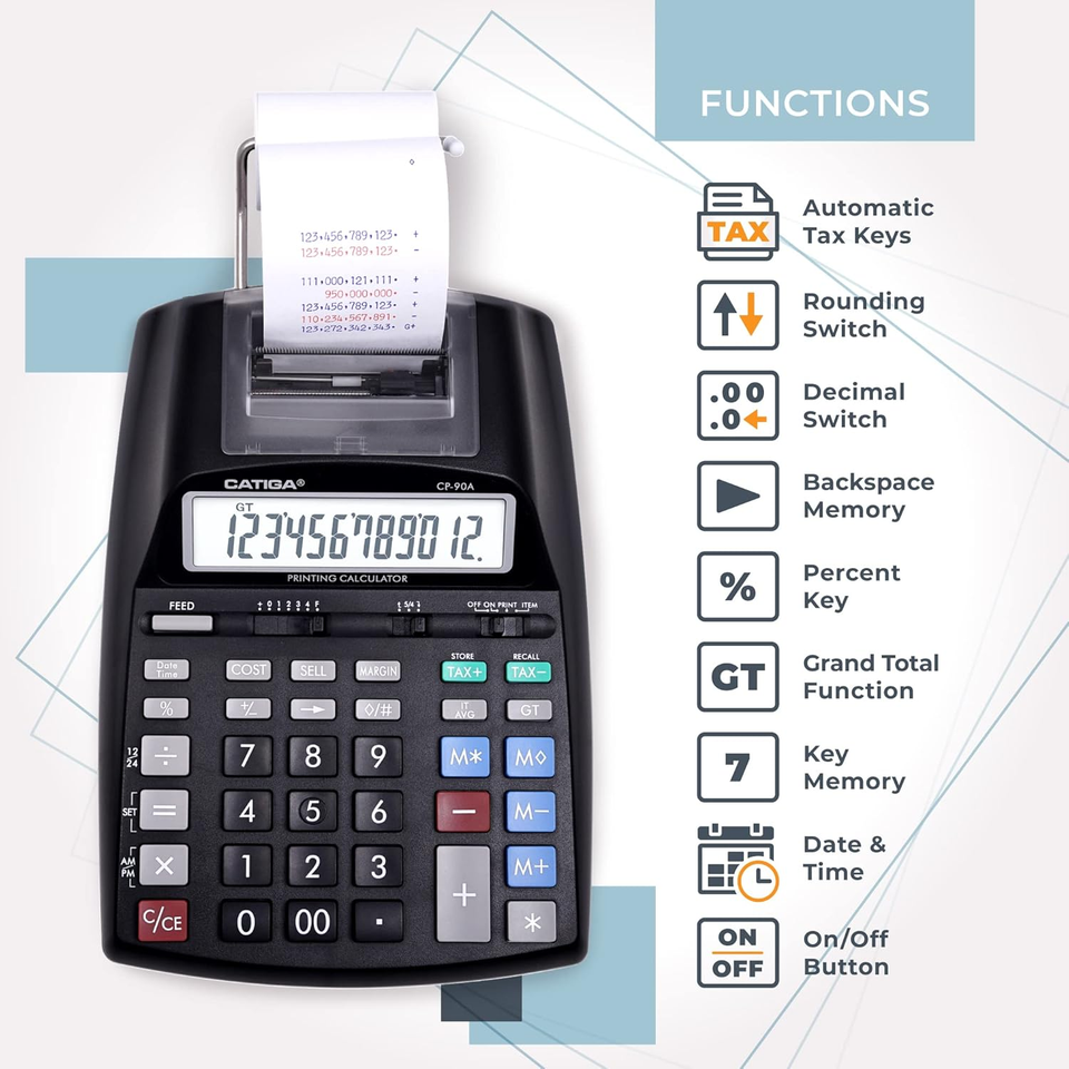New & Upgraded 2025 Printing Calculator Adding Machine 10 Key, Desktop ...