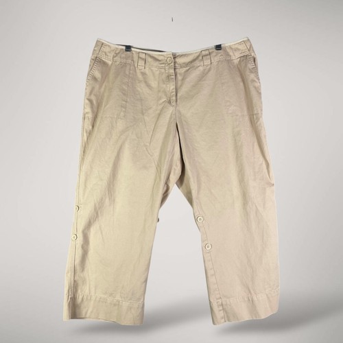 FOR THE REPUBLIC WOMAN Cropped Button Hem Pants Beige Khaki Plus Size ...