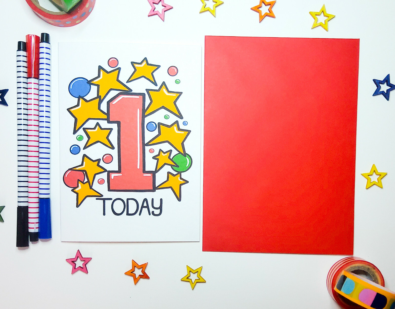 1 ONE TODAY Birthday Card PINK Bubbles 1st Year old card Child Todder ...