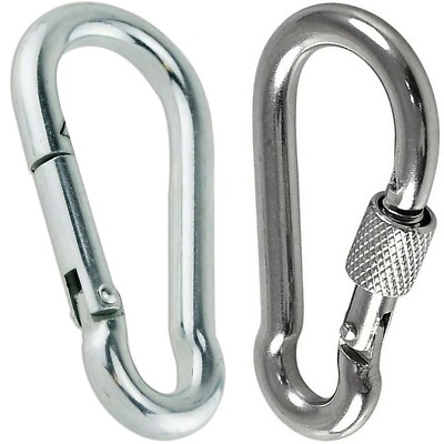 CARABINER CLIPS HOOKS HEAVY DUTY SPRING SNAP CLIP GYM CLIMBING SWING ...