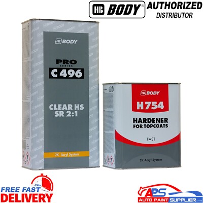 HB BODY 496 5L 2K HS CLEAR COAT LACQUER WITH 2.5L 754 FAST HARDENER 7.5LTR KIT | eBay UK