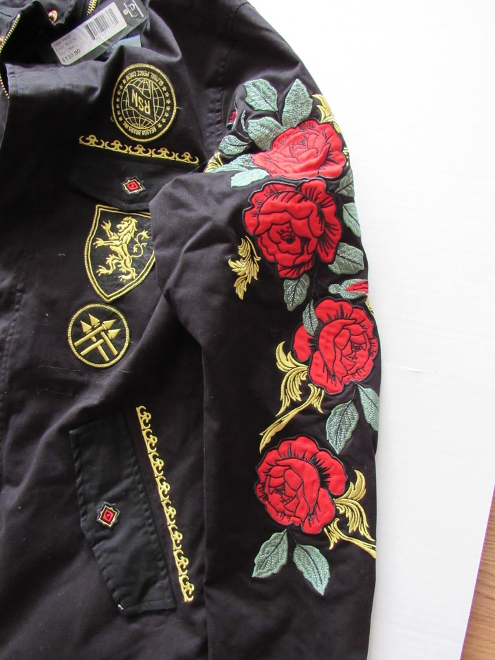 REASON Clothing Men's Black Canvas Tiger & Roses Jacket Sz Small | eBay