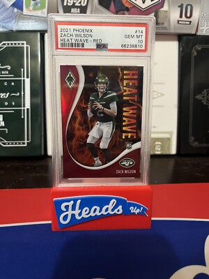 2021 Panini Pheonix Zach Wilson Heat Wave Red /199 PSA 10 #14 J E T S ...