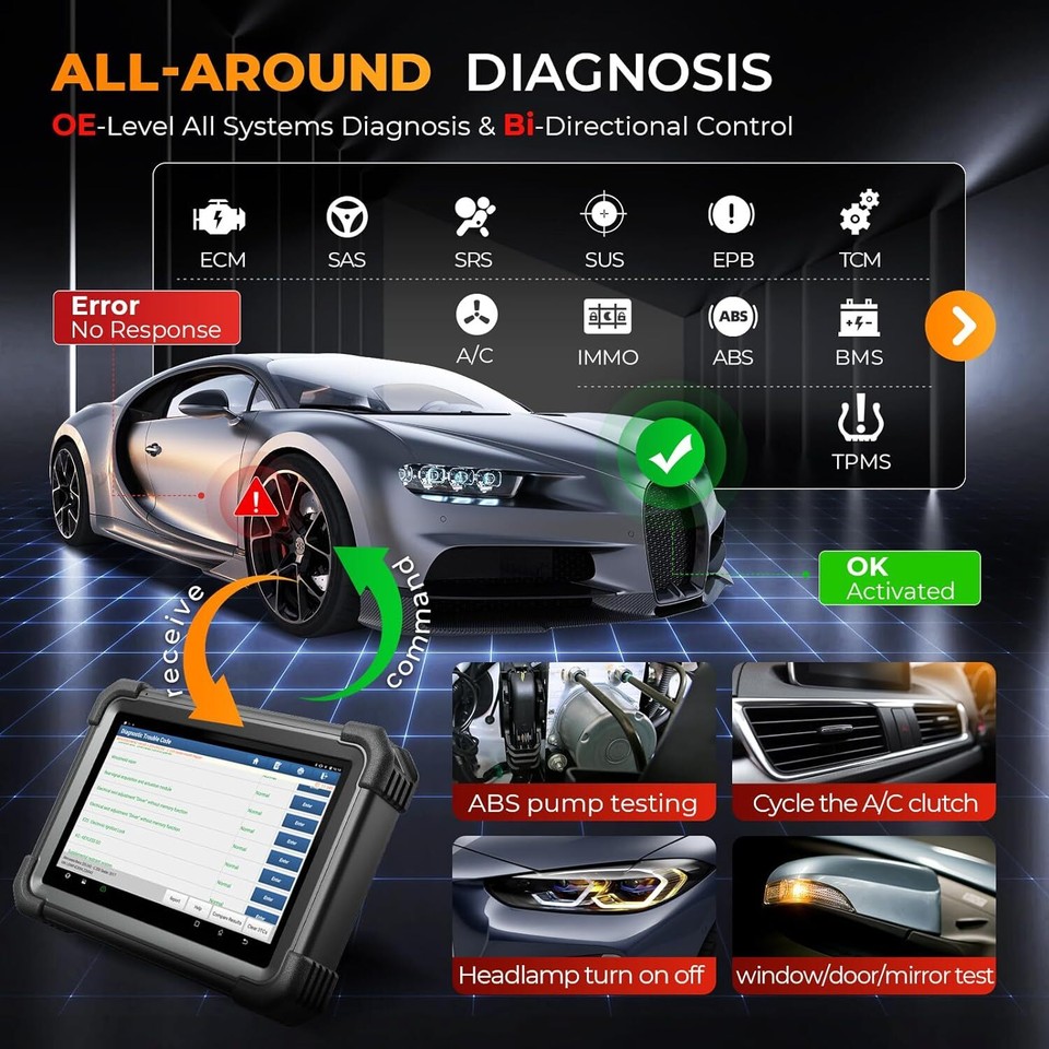 LAUNCH X431 IMMO Plus PAD VII+ Car Diagnostic Scanner Tool ECU Key ...