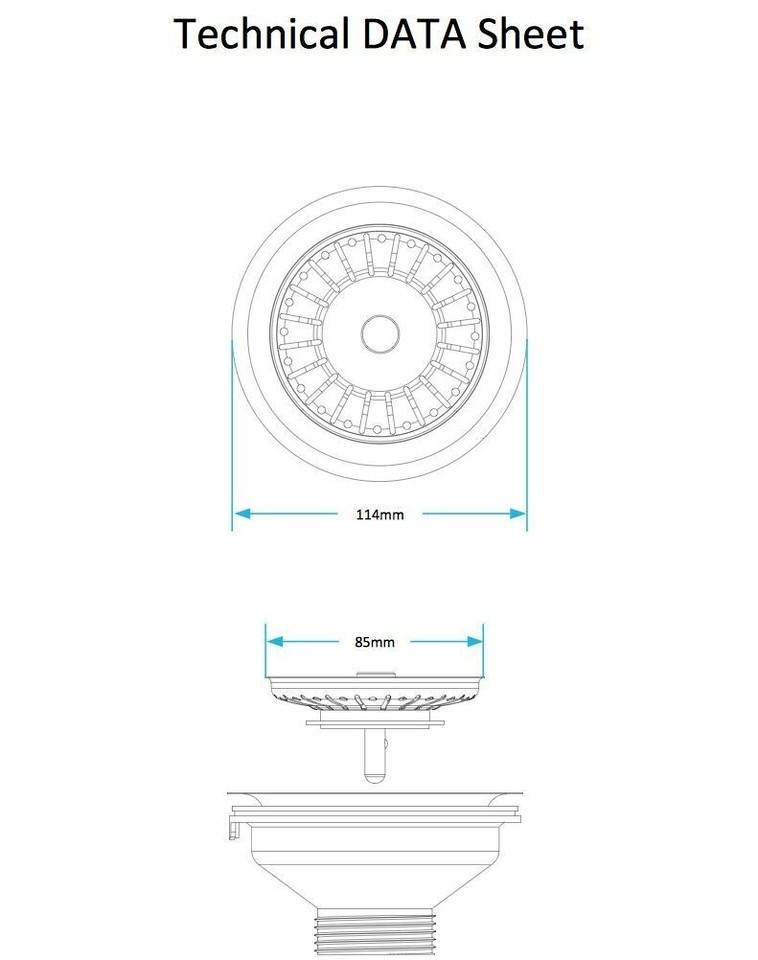Kitchen Sink Basket Strainer Waste & Plug Fits 90mm Hole | eBay UK