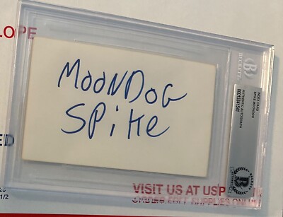 MOONDOG SPIKE SIGNED INDEX CARD BAS BECKETT AUTHENTICATED BAS SLAB AUTO ...