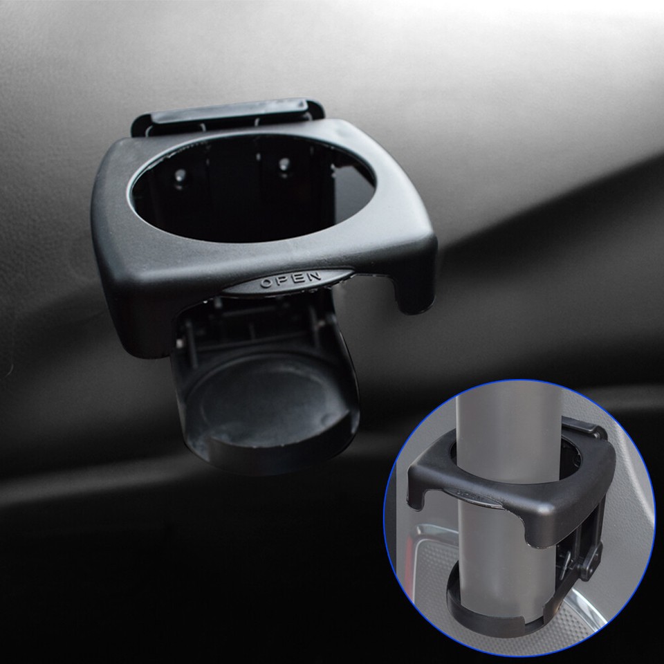 2x BLACK Adjustable FOLDING DRINK HOLDERS Marine Boat Caravan Car RV ...