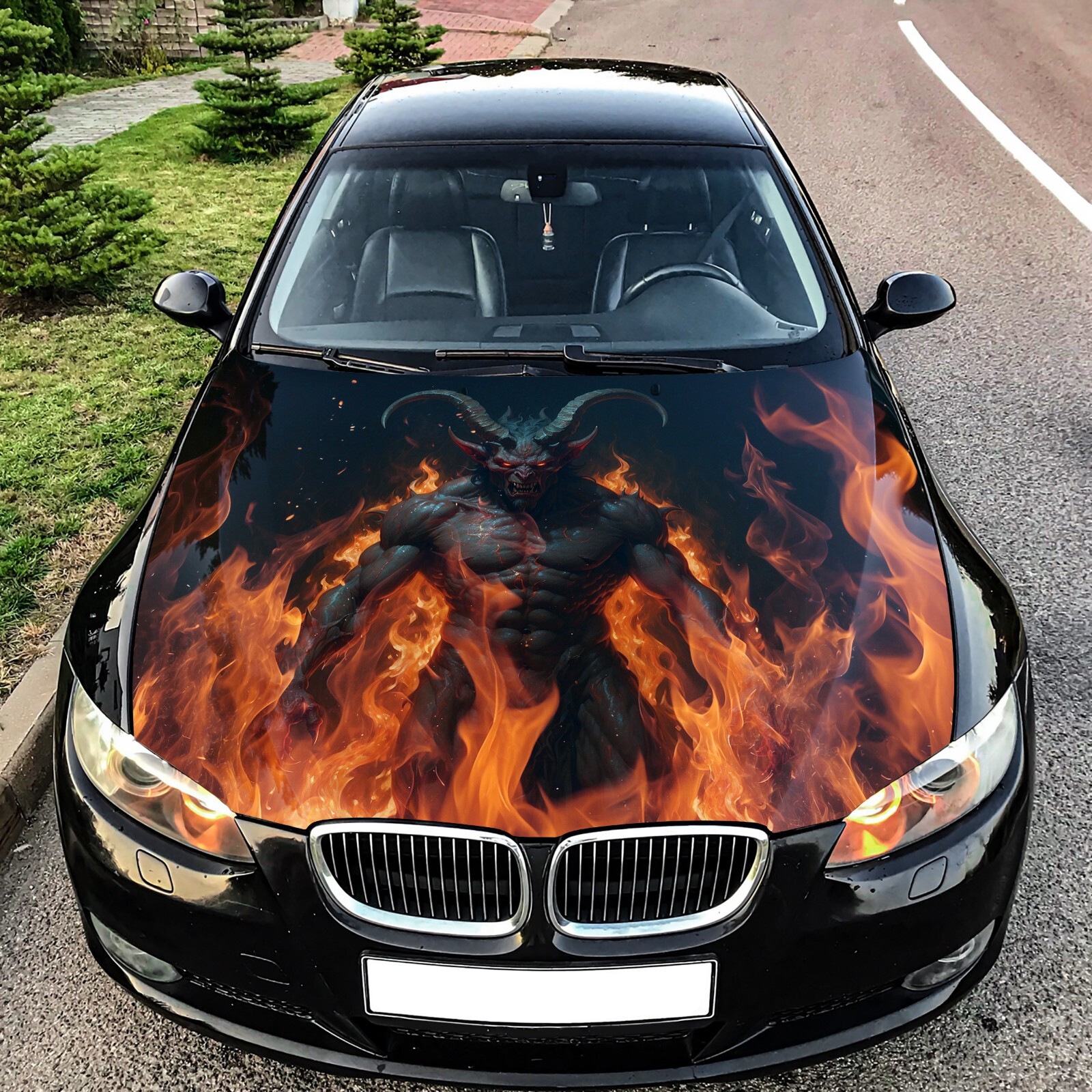 Hellborn Demon Fire Car Hood Wrap Decal Vinyl Sticker Graphic For Car ...
