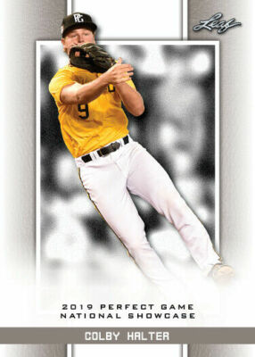 COLBY HALTER 2019 "1ST EVER PRINTED" LEAF PERFECT GAME NIKE ROOKIE CARD ...