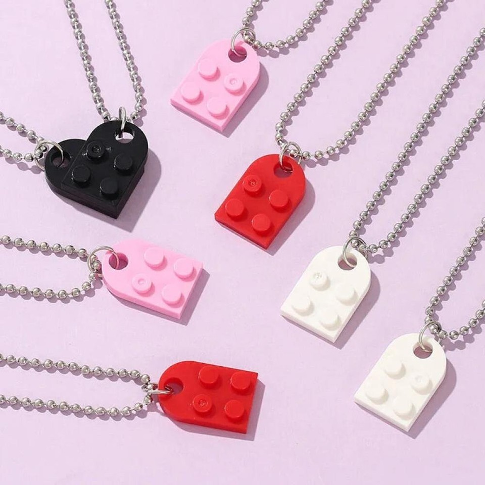 Lego Couple Necklace Pendant Set, 2 Necklaces, BFF, Valentine's Day ...