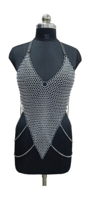 Medieval Aluminum 10mm Chainmail Halter V Shape Antique Stylish Top ...