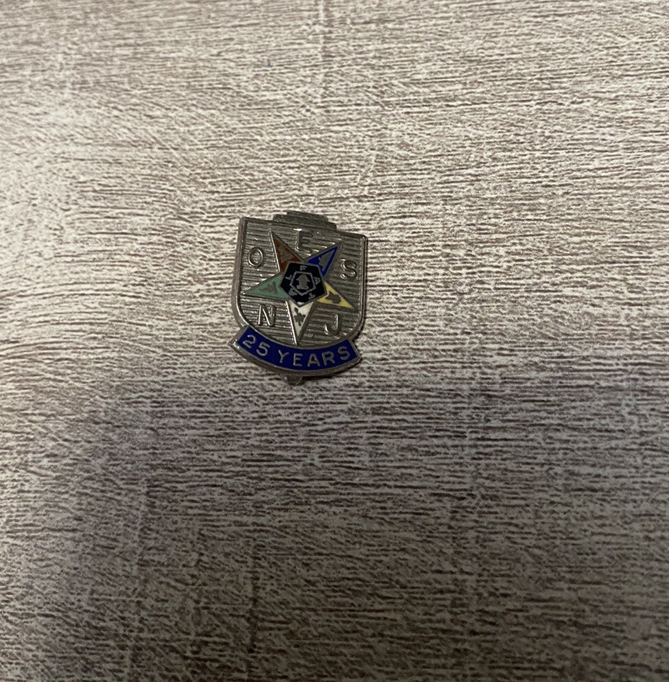 VINTAGE STERLING SILVER ENAMEL ORDER OF THE EASTERN STAR NJ 25 YEARS ...